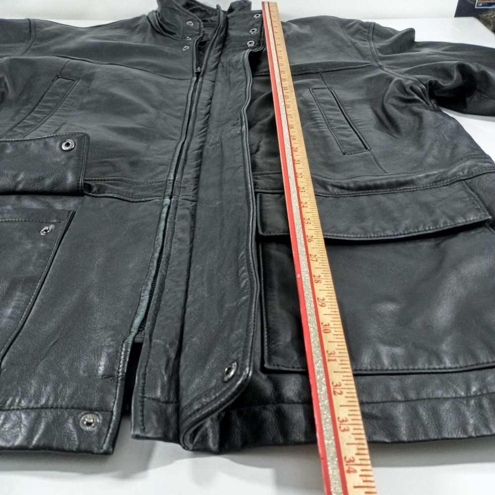 Trader Bay Genuine Black Leather Jacket Quilt Lined P… - Gem